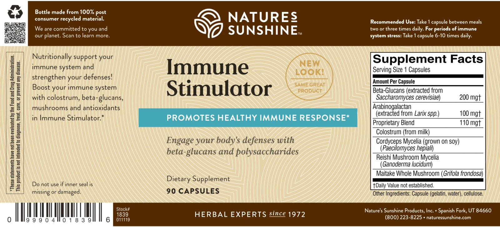 Natures's Sunshine Immune Stimulator 90 Capsules (Stock: 1839)