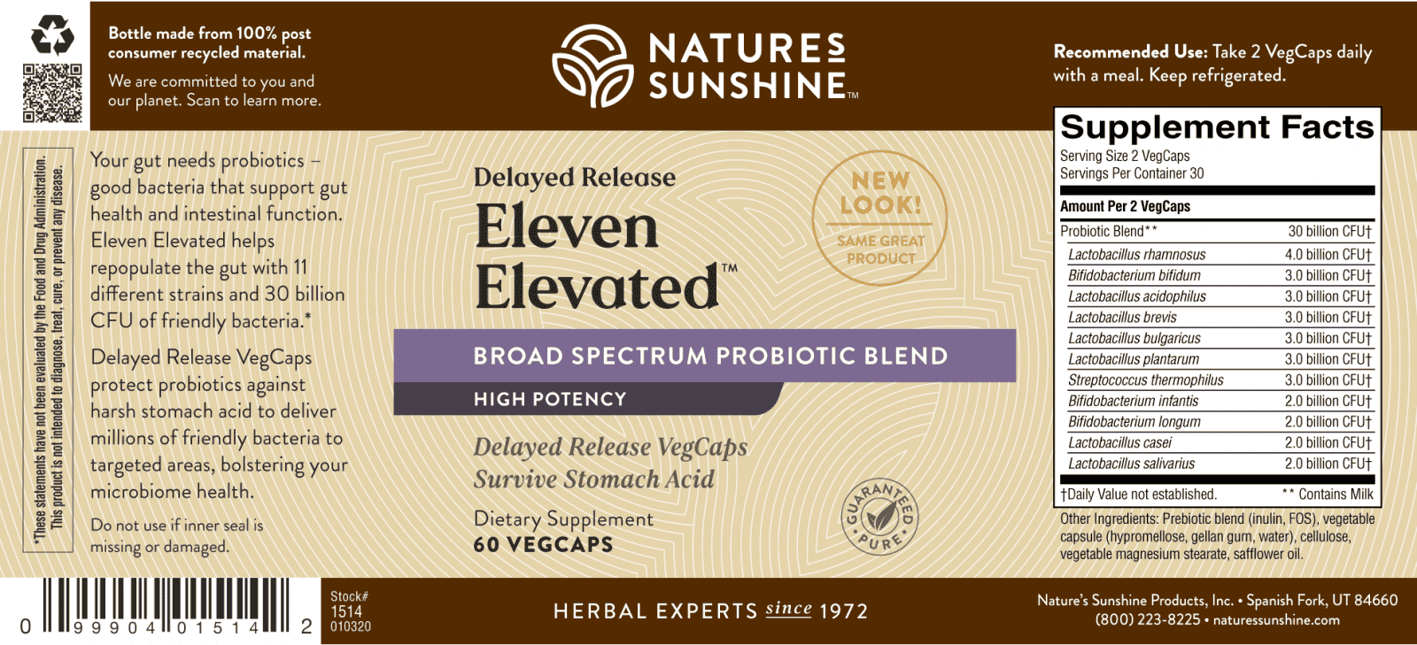 Natures's Sunshine Eleven Elevated (NutriBiome) 60 capsules (Stock: 1514)